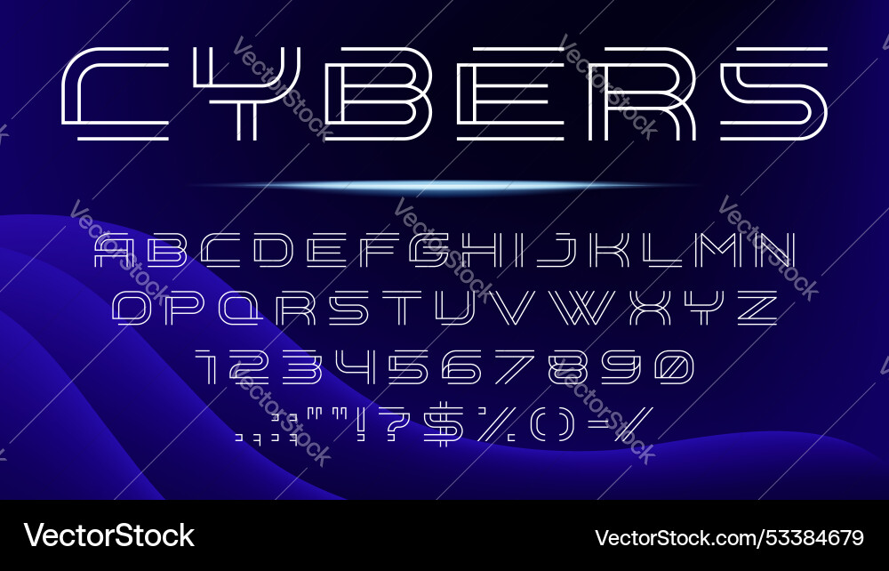 Modern techno font futuristic line type typeface Vector Image
