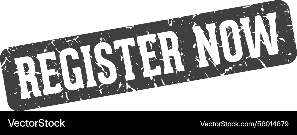Register now rectangular sign stamp Royalty Free Vector