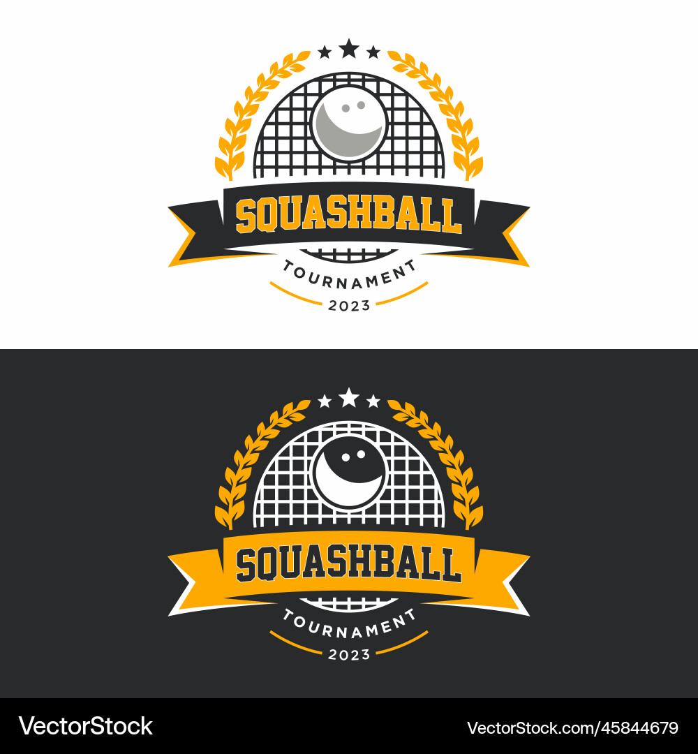 Squash sports emblem logo template design Vector Image