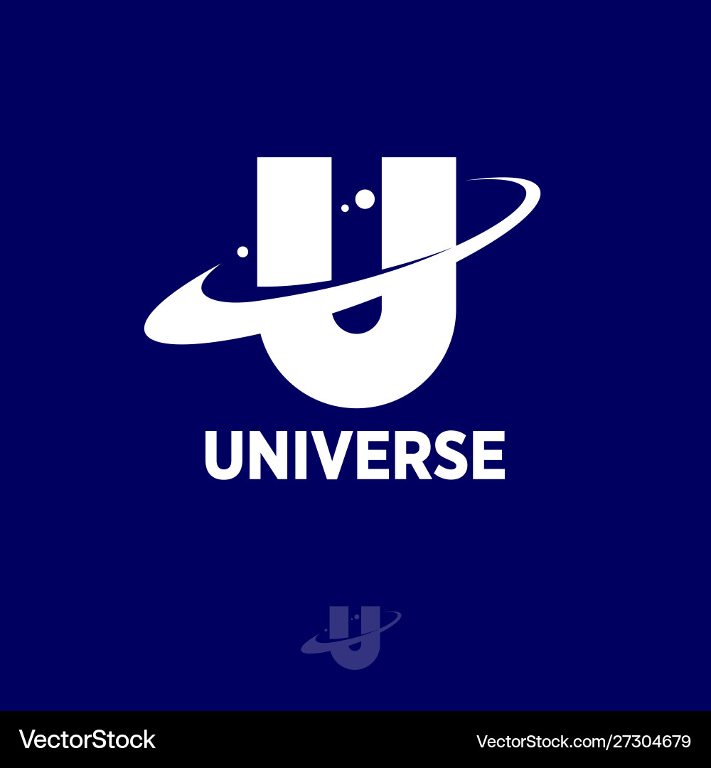Universe Logo Kontrast u Monogramm mit Orbit Vektorbild