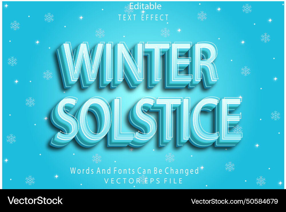Winter solstice editable text effect emboss Vector Image