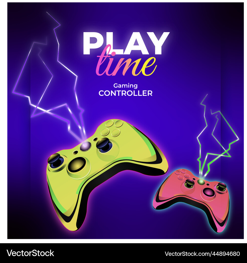 Banner design of play time gaming controller Vector Image