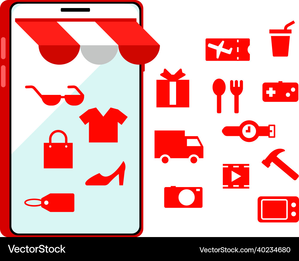 Open a store and shop online Royalty Free Vector Image