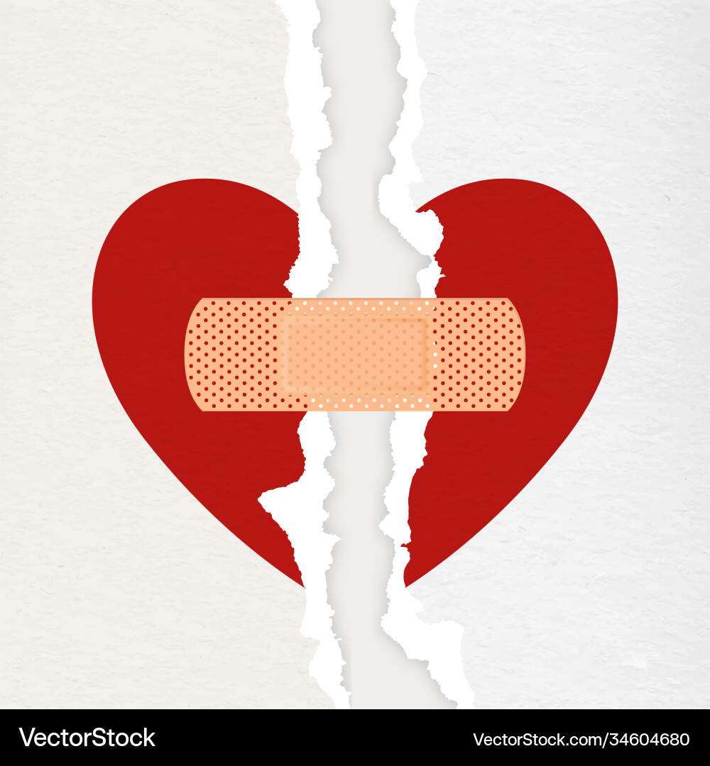 Realistic paper textured torn heart Royalty Free Vector