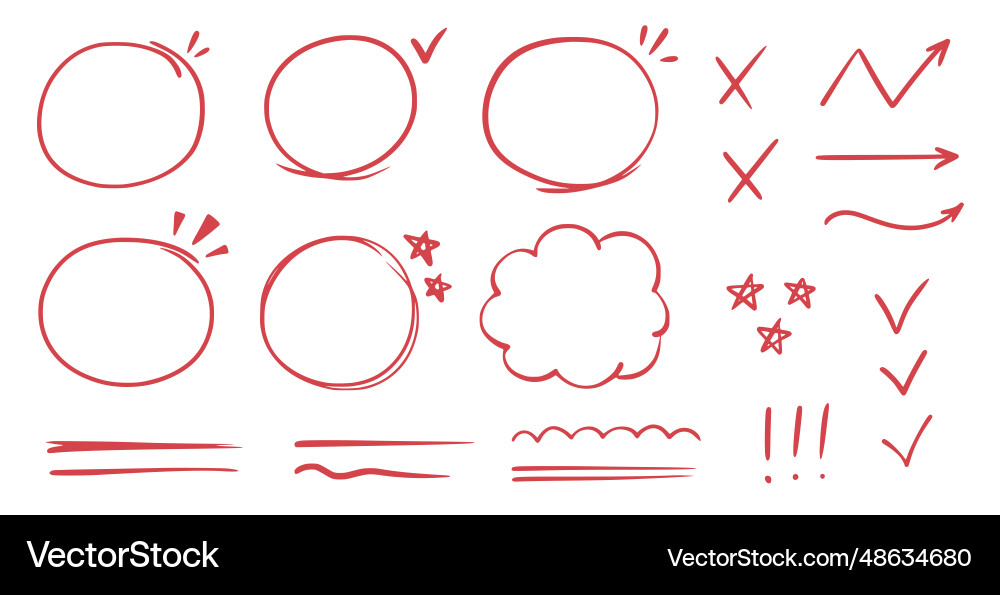 Red line check mark underline circle hand drawn Vector Image