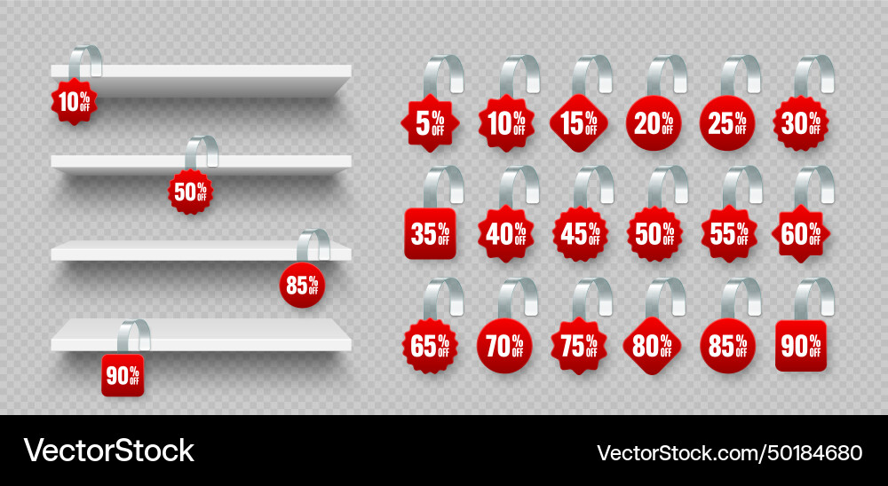 Regale mit Supermarkt Promotion Lizenzfreies Vektorbild