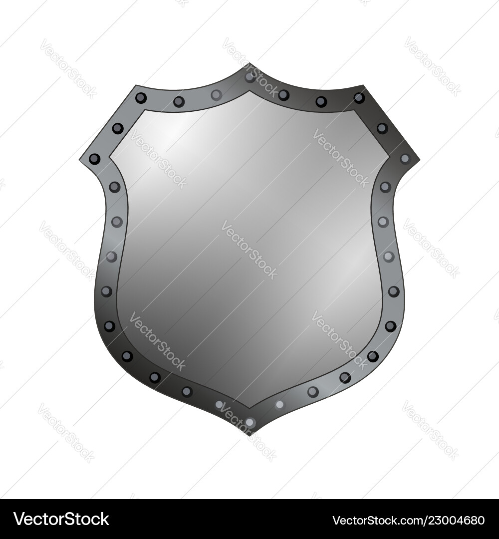 Silver Shield Icon - 3D Emblem Royalty Free Vector Image