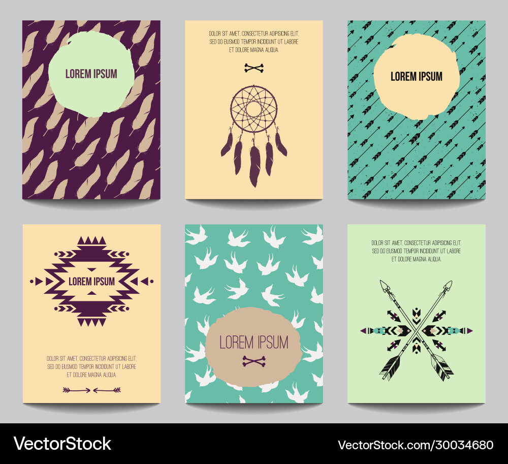 Tribal Ethnic Poster Set Royalty Free Vector Image