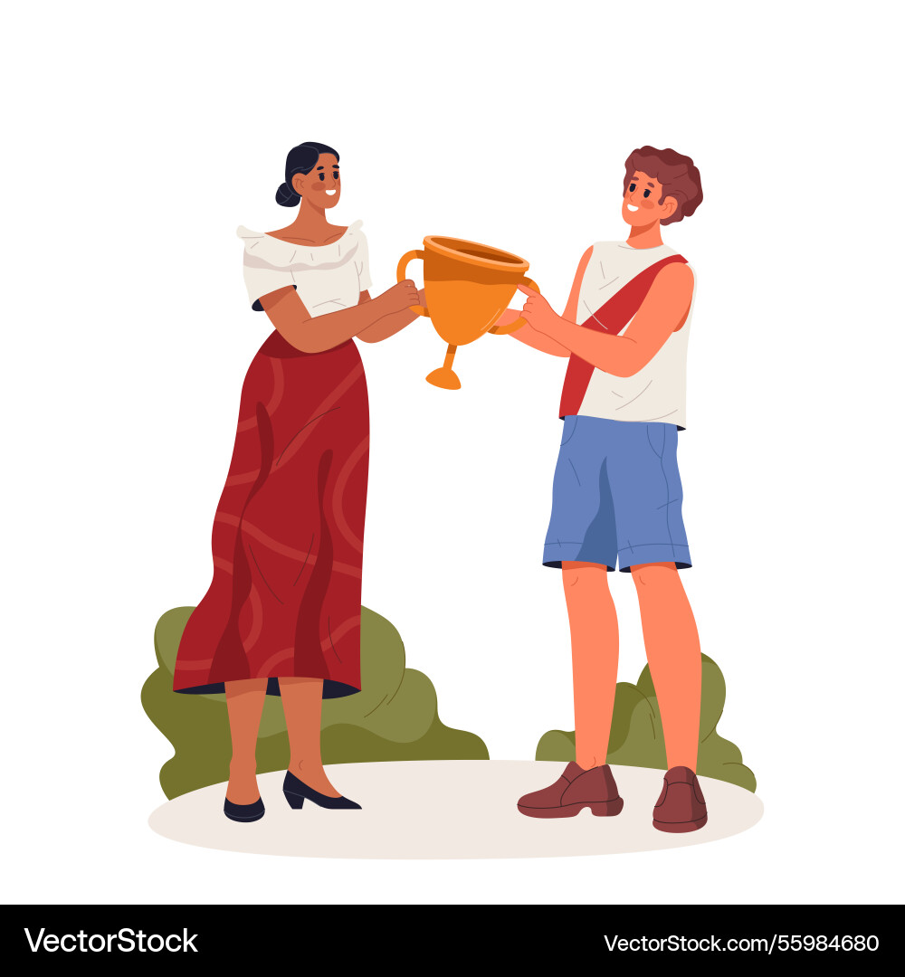 Winner award ceremony or gold cup awarding Vector Image