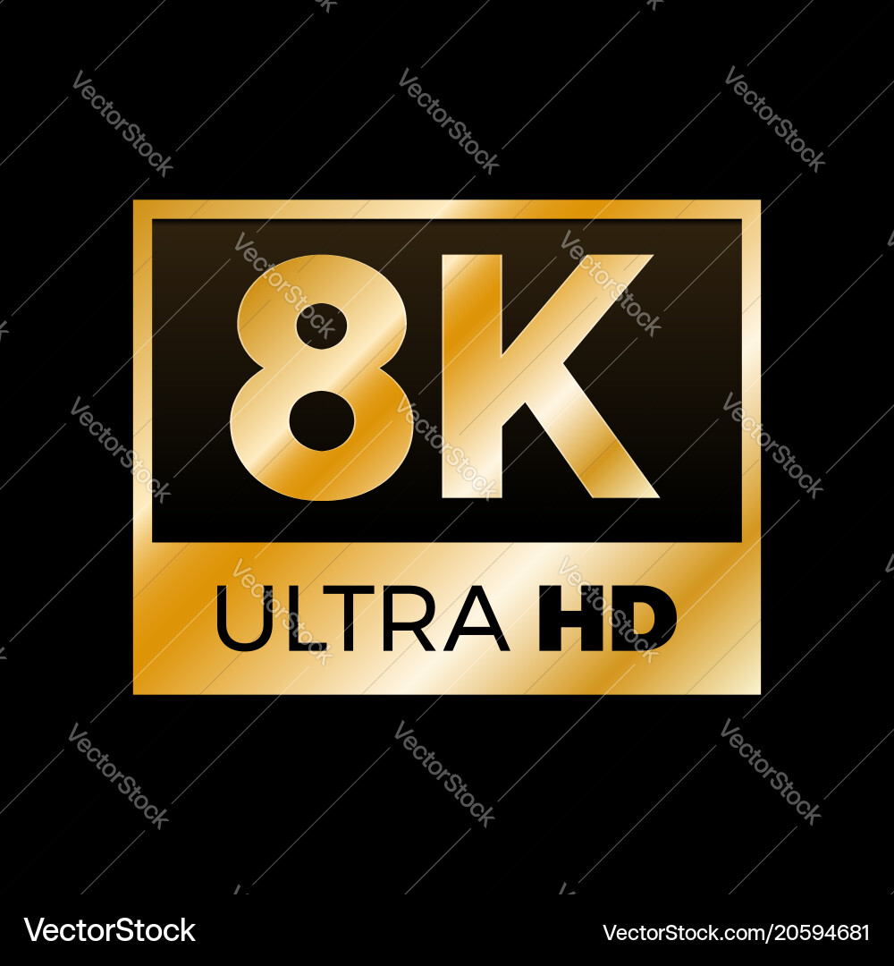 8K Ultra HD Resolution Symbol Royalty Free Vector Image