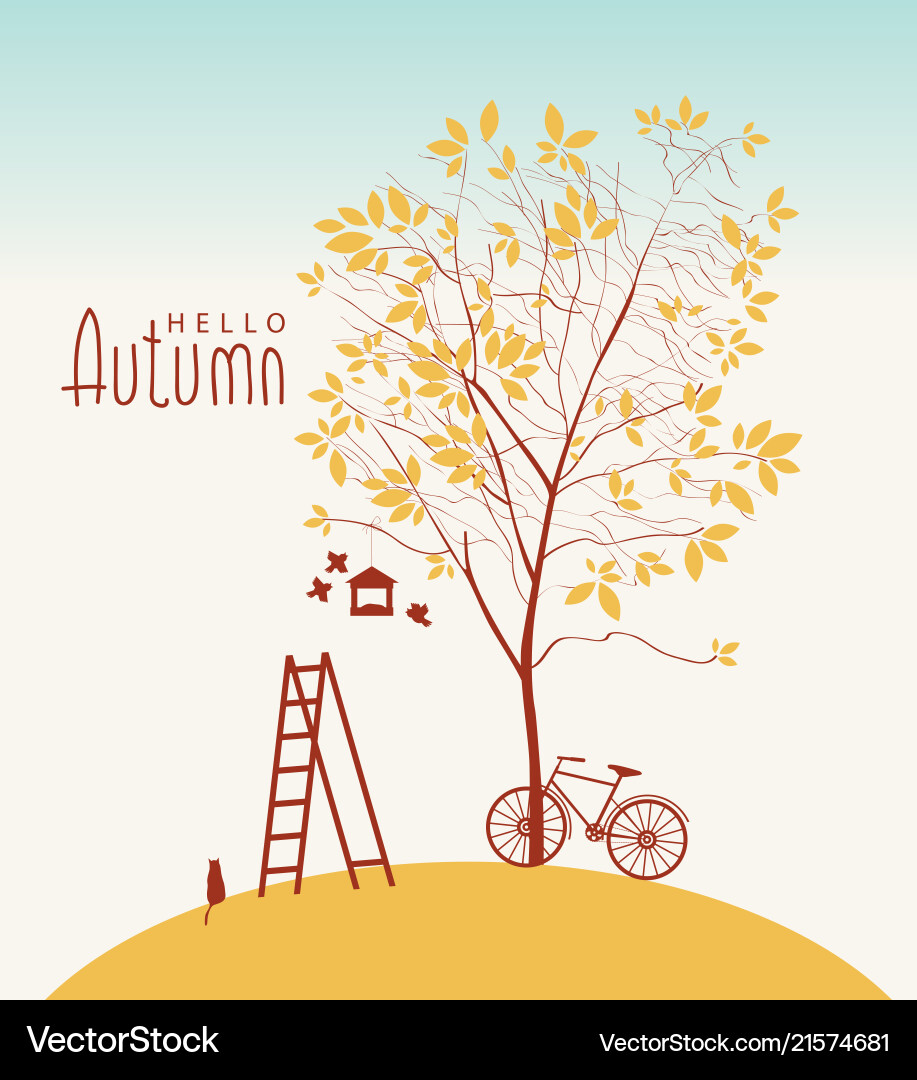 Banner with autumn tree and inscription Royalty Free Vector