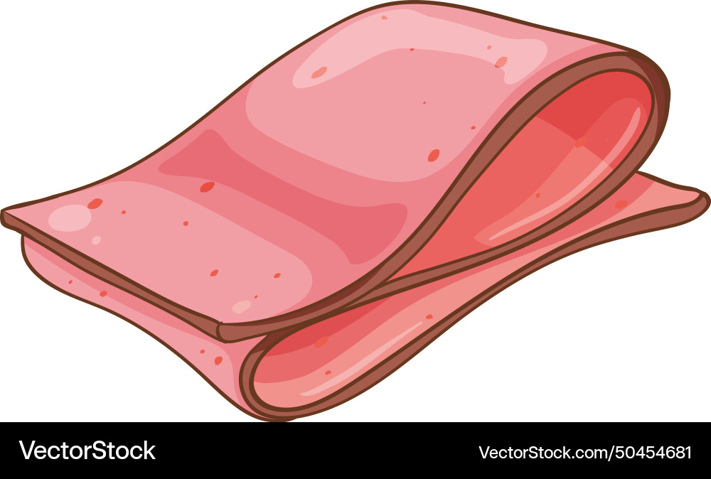 Cartoon of a folded ham slice Royalty Free Vector Image