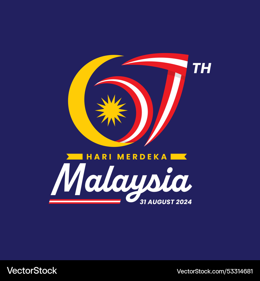 Logo 67 year hari merdeka malaysia independence Vector Image