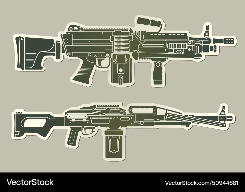 Machine guns sticker Royalty Free Vector Image