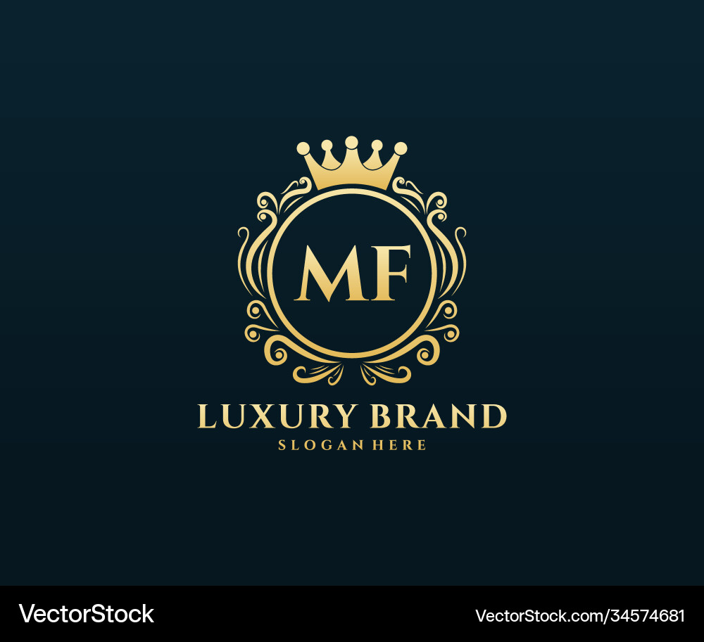 Mf initial letter gold calligraphic feminine Vector Image