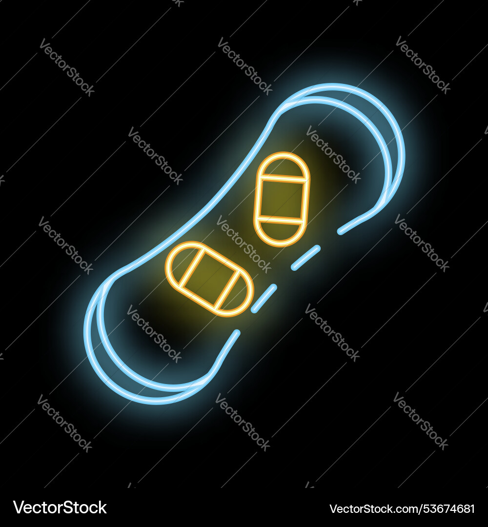 Neon sign representing a snowboard on black Vector Image