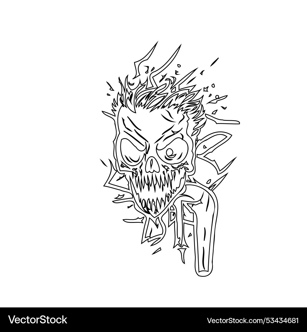 Zombie outline sketch Royalty Free Vector Image