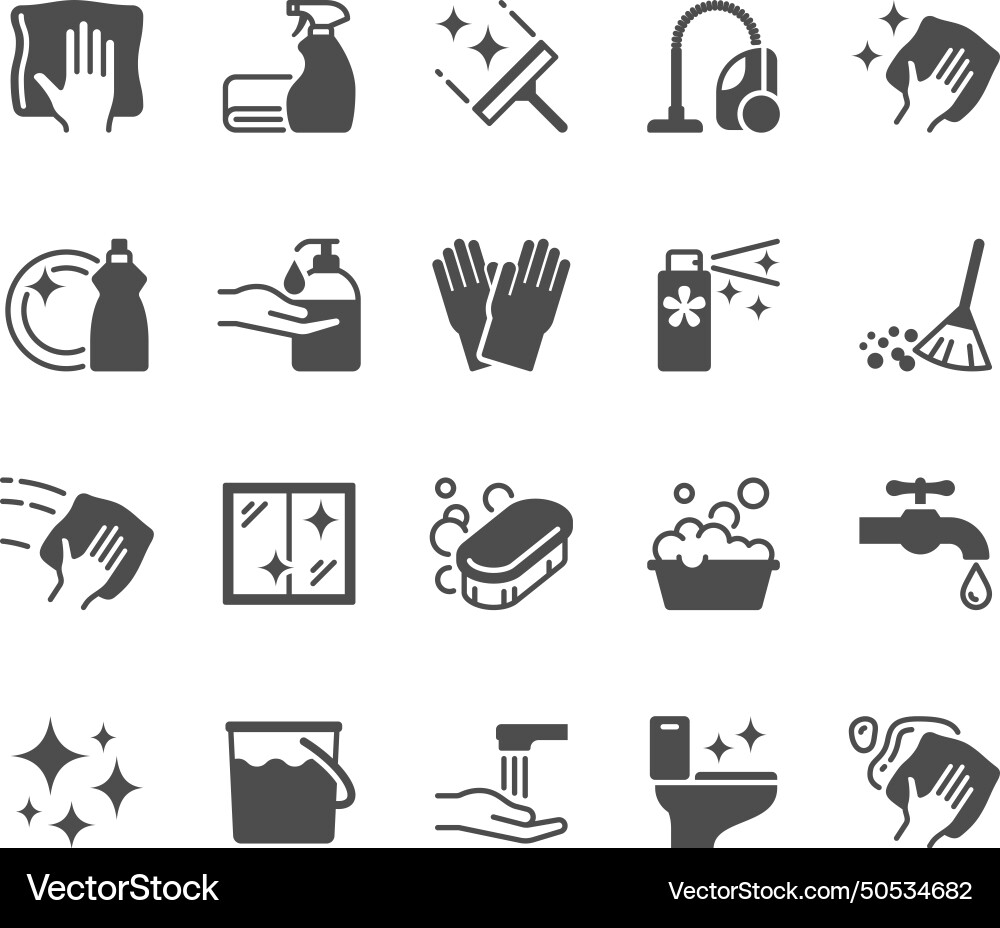 Cleaning flat icons pixel Royalty Free Vector Image