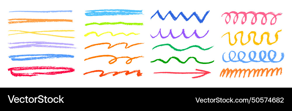 Colorful underlines and strikethrough strokes Vector Image