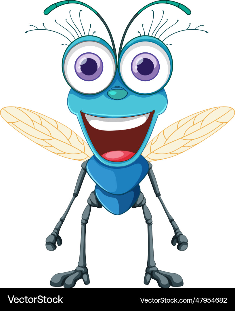 Happy fly cartoon character Royalty Free Vector Image