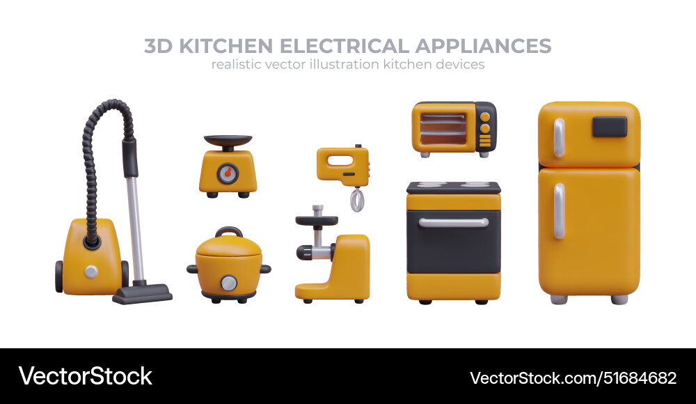 Kitchen electrical appliance collection realistic Vector Image
