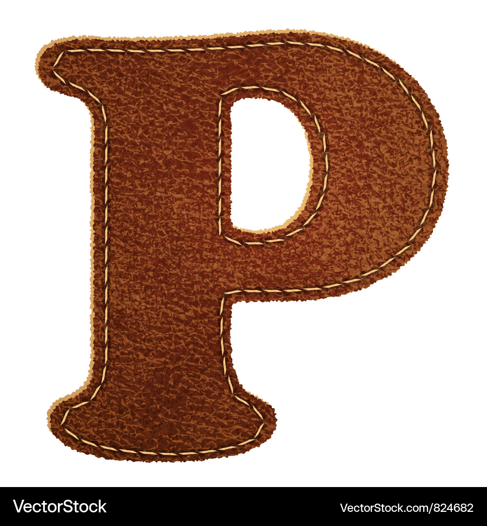 Leather textured letter p Royalty Free Vector Image