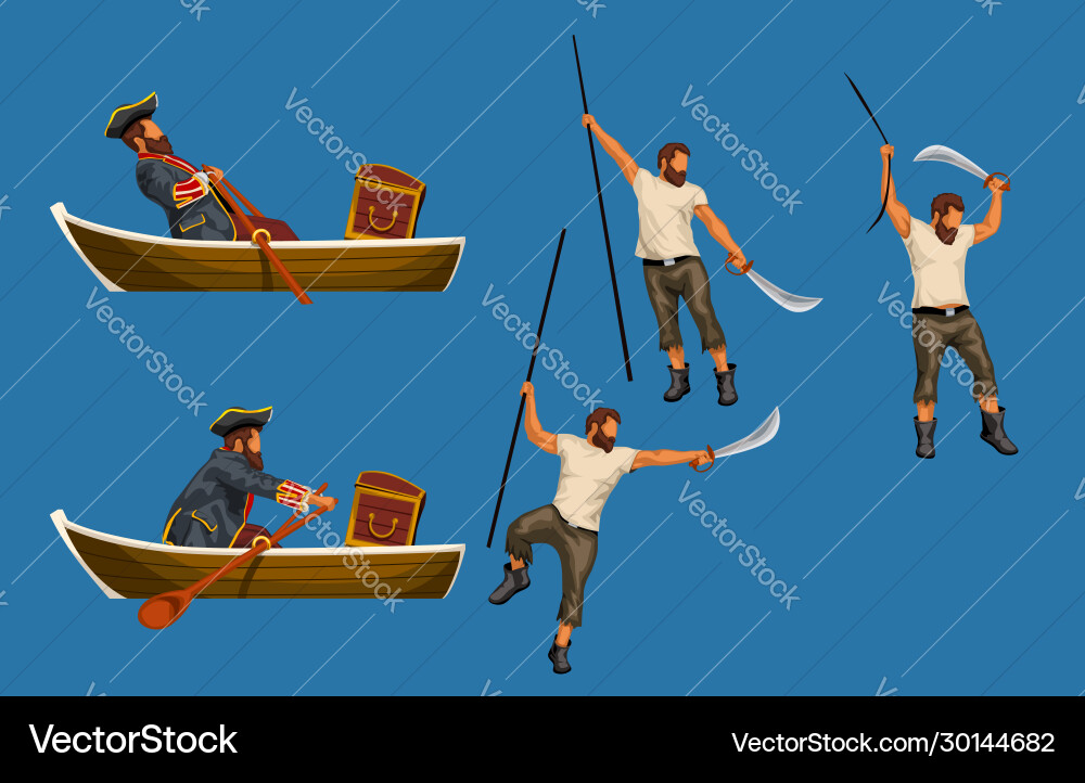 Pirate detailed set Royalty Free Vector Image - VectorStock