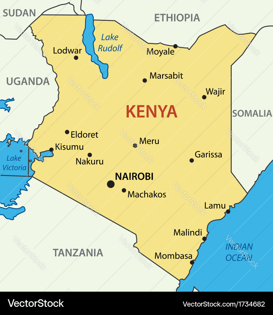 Republic of kenya - map Royalty Free Vector Image