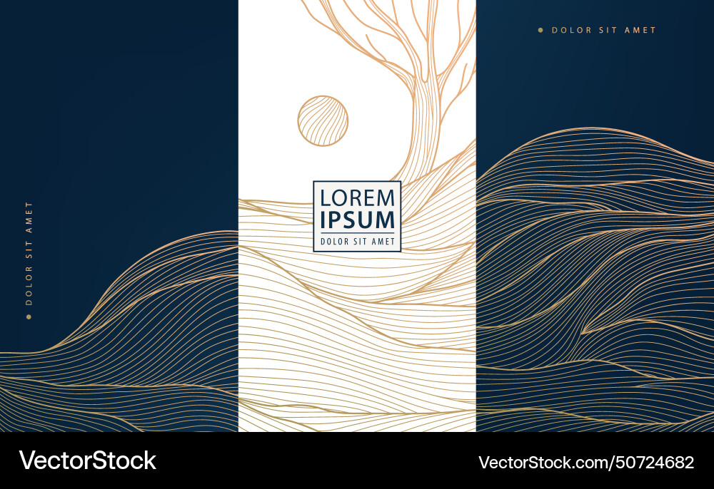 Set of abstract art line landscape Royalty Free Vector Image