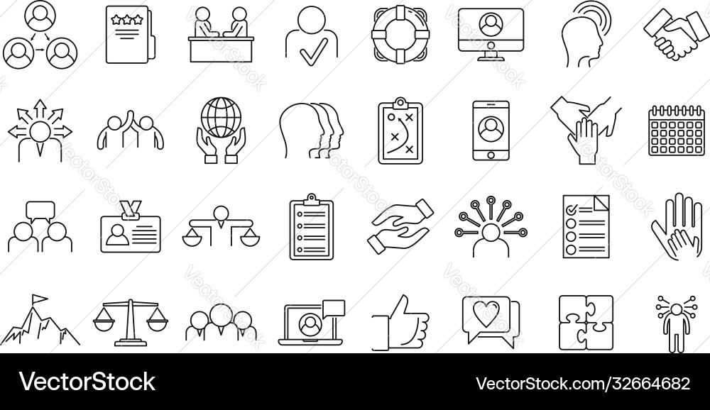 Social responsibility icons set outline style Vector Image