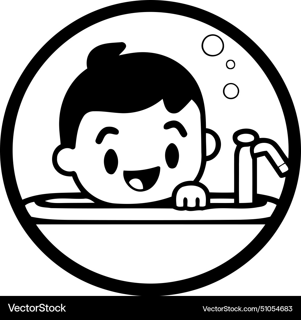 Cartoon boy taking a bath in style Royalty Free Vector Image