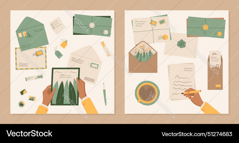 Creative craft postcard social media template Vector Image