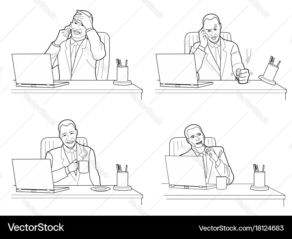 Different actions and emotions of men talking Vector Image