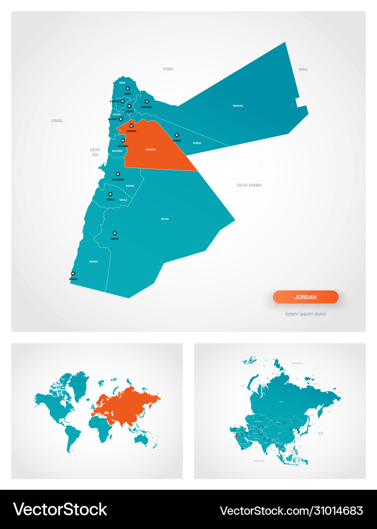 Editable template map jordan Royalty Free Vector Image