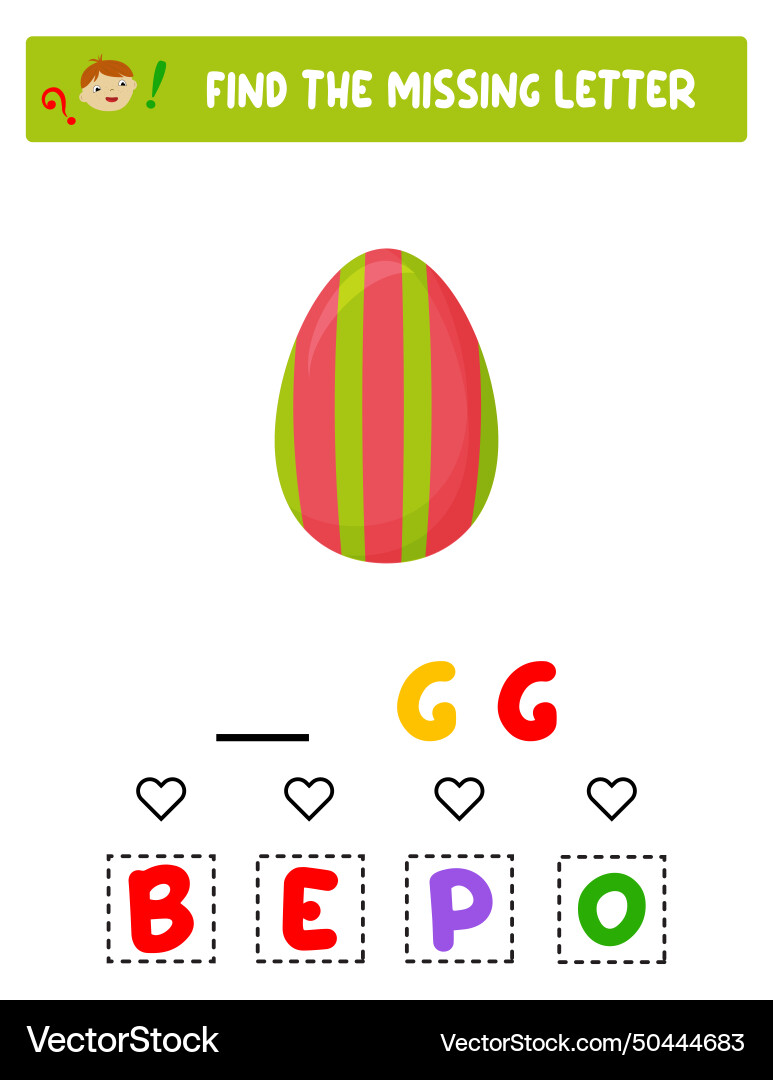 Find the missing letter easter eggs educational Vector Image