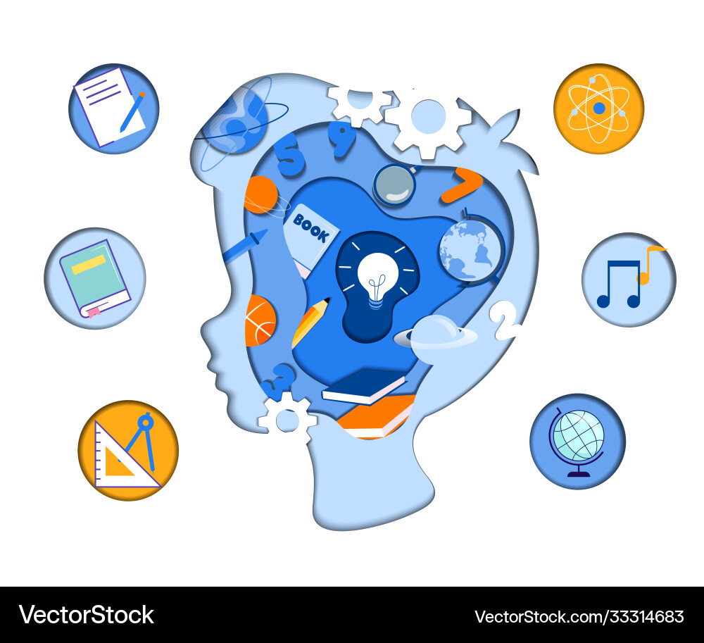 Gear kid brain education concept icons Royalty Free Vector
