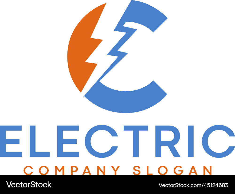 Letter c lightning electric logo with lighting Vector Image