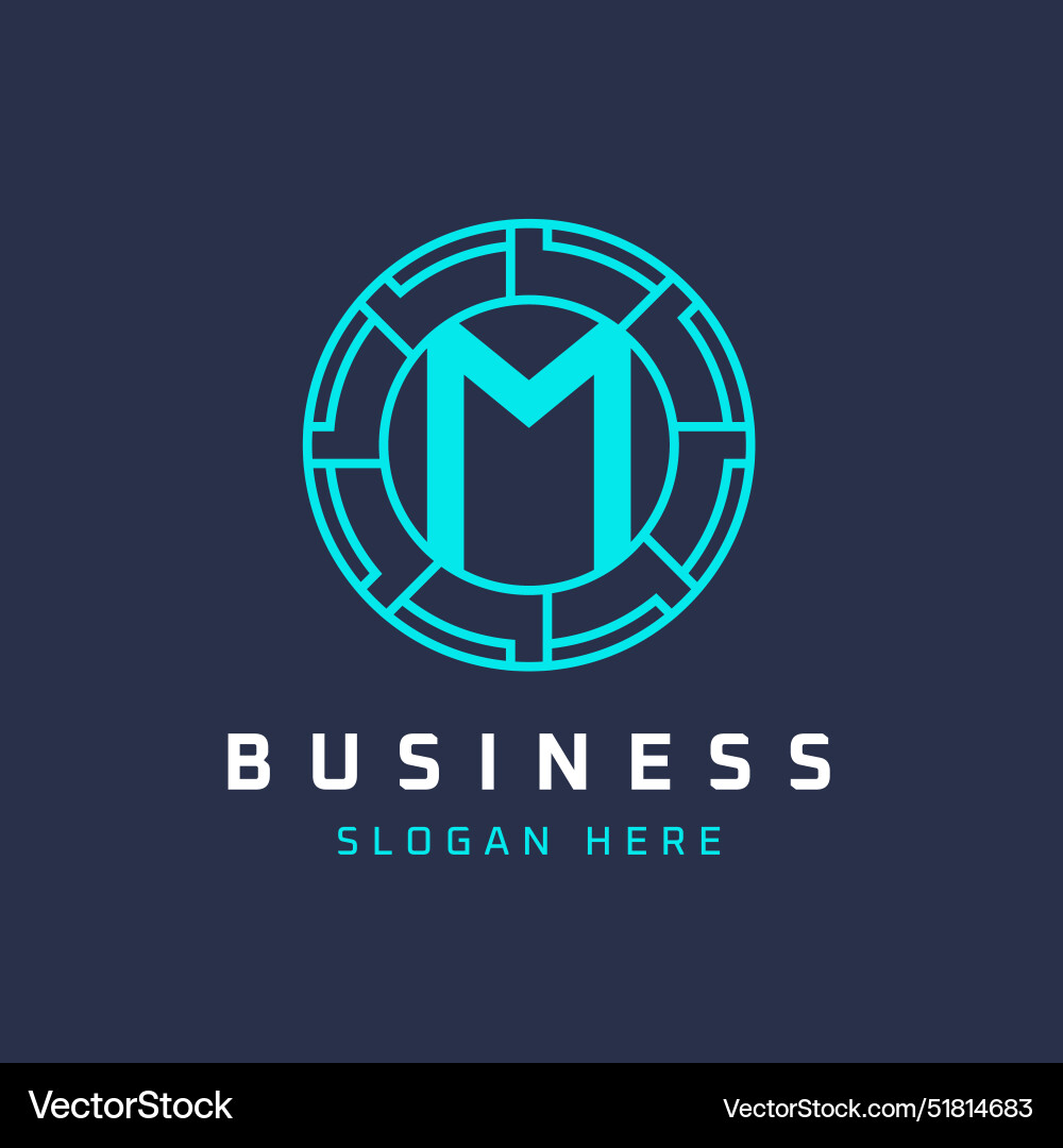 Letter m tech logo design initial round Royalty Free Vector