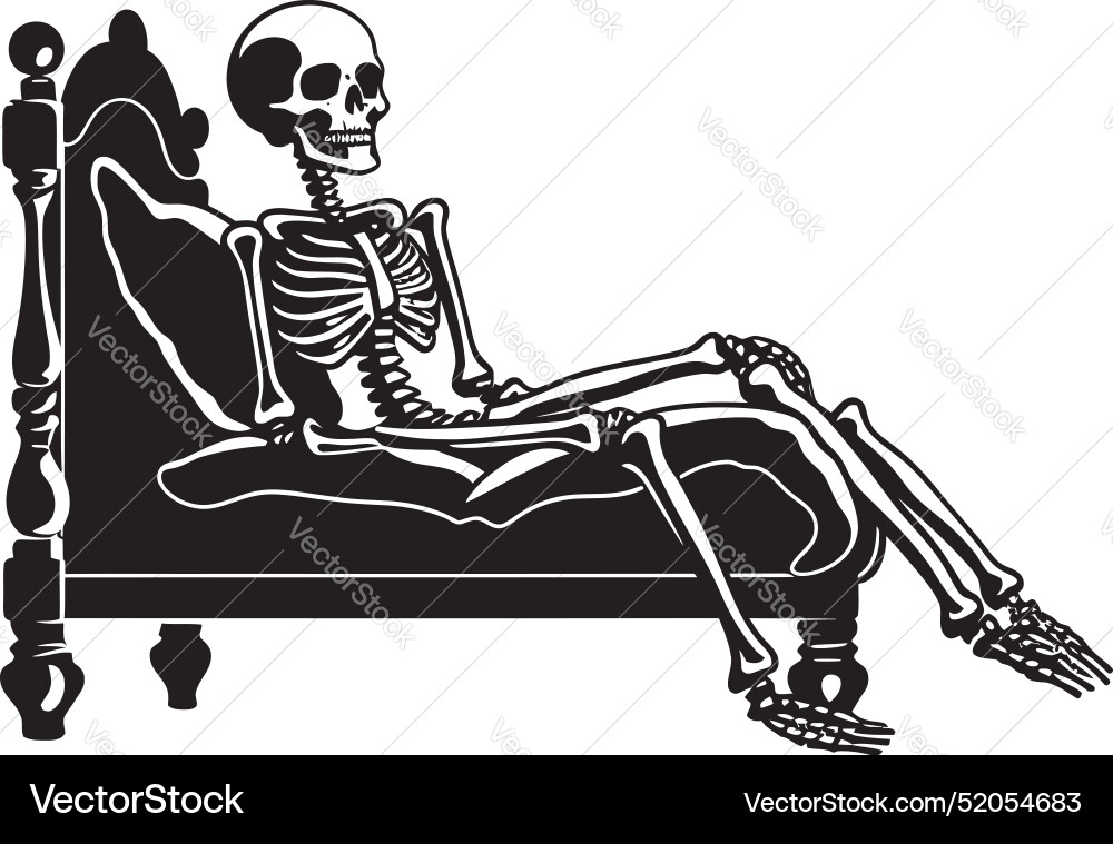Rest in terror skeleton on bed logo design grim Vector Image