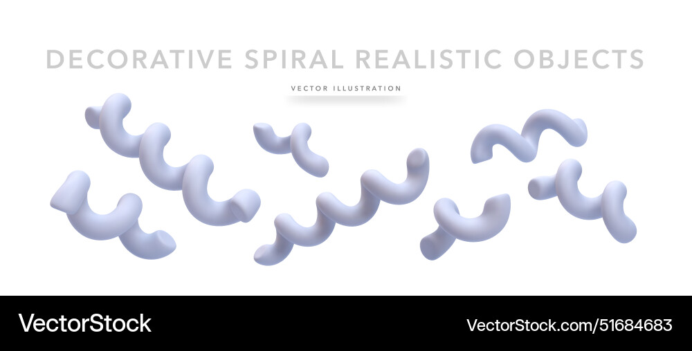 Set of realistic decorative spiral objects Vector Image
