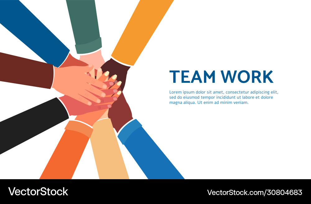 Teamwork banner template with connected hands Vector Image