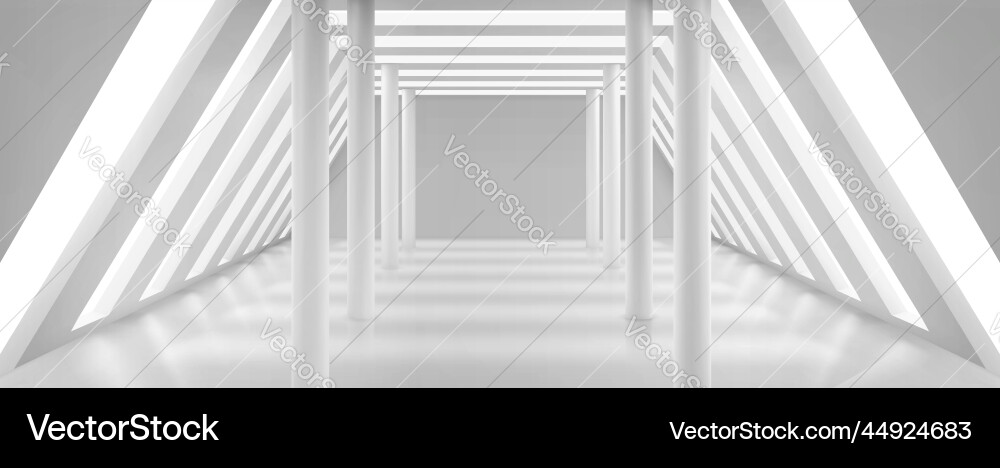 White open space room interior with columns Vector Image