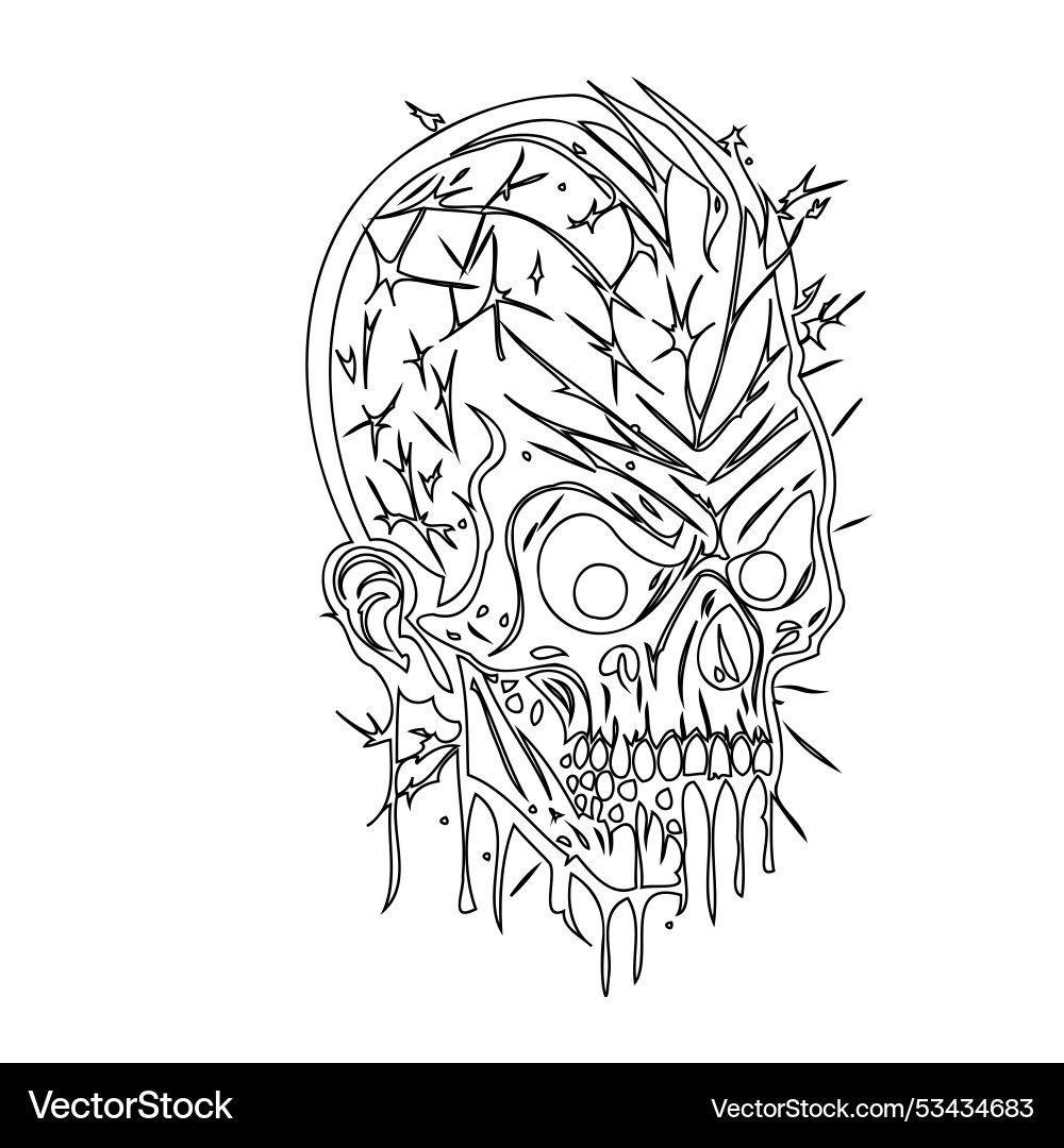 Zombie outline sketch Royalty Free Vector Image