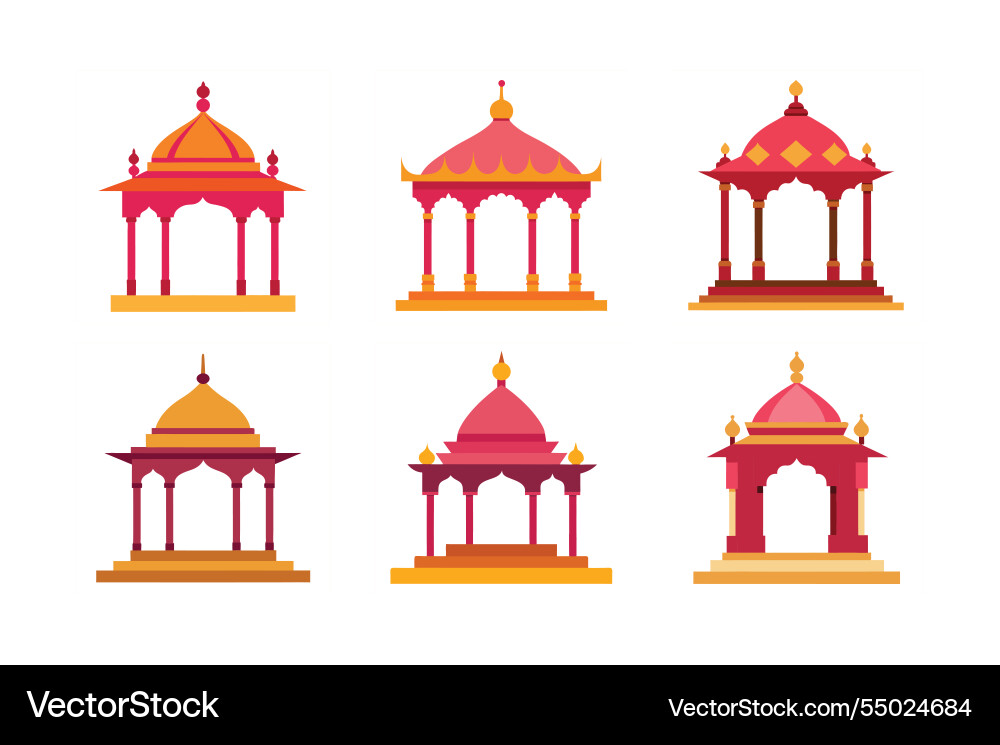 6-bundle template of different mandap Royalty Free Vector