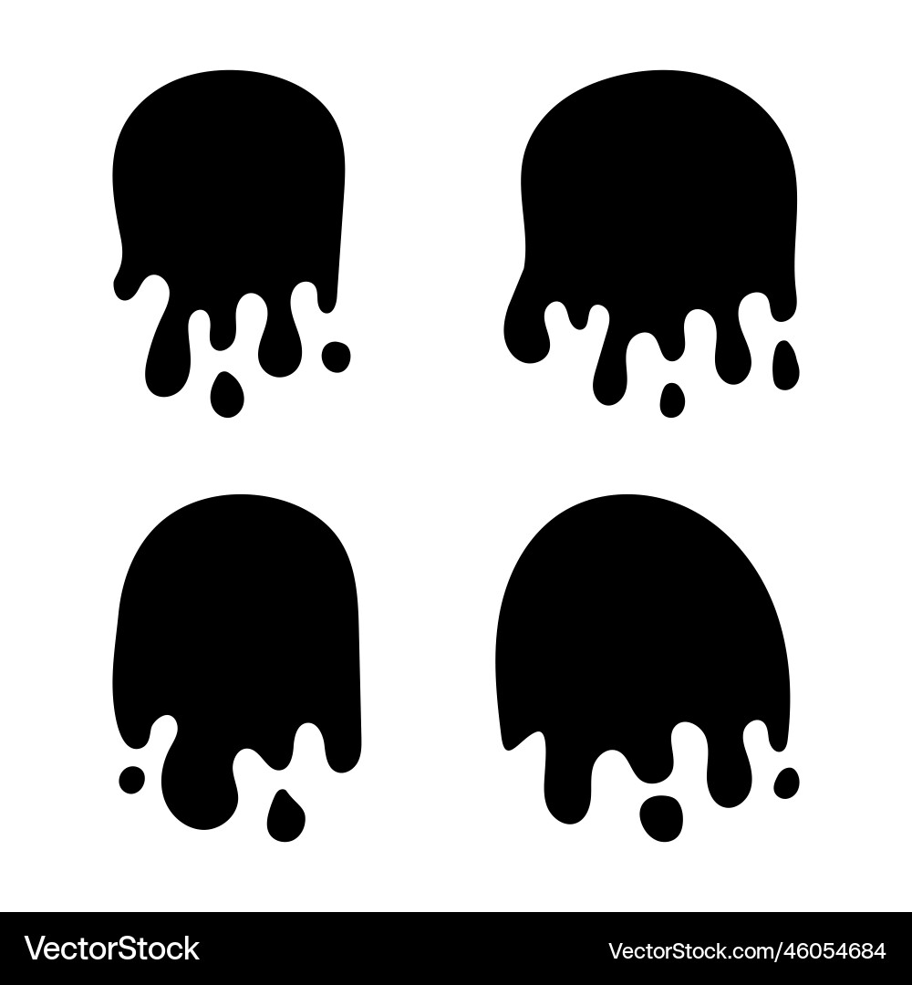 Black dripping slime seamless set flowing Vector Image