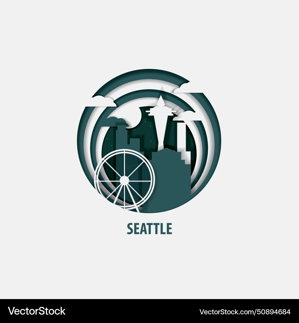 Creative paper cut layer craft seattle origami Vector Image