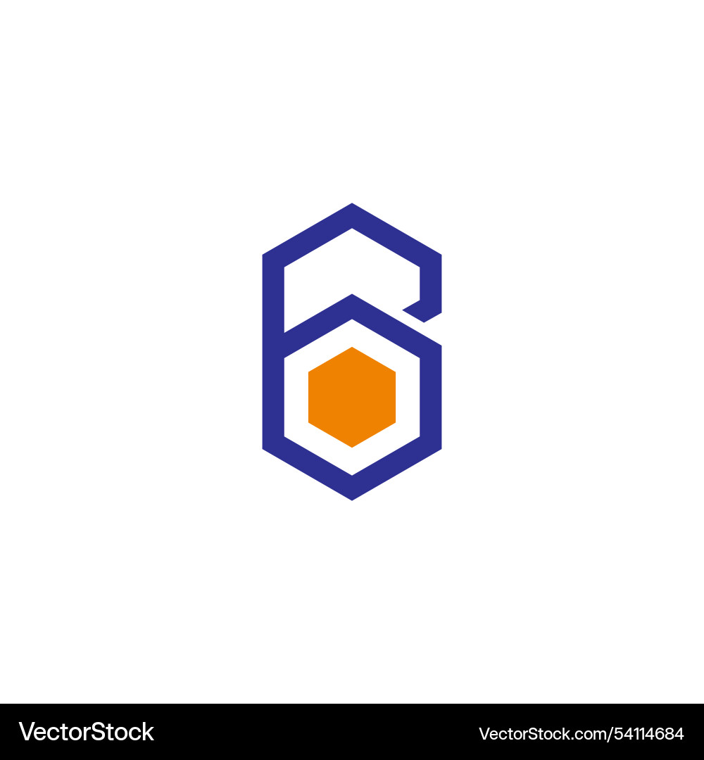 Number 6 hexagonal colorful geometric logo Vector Image