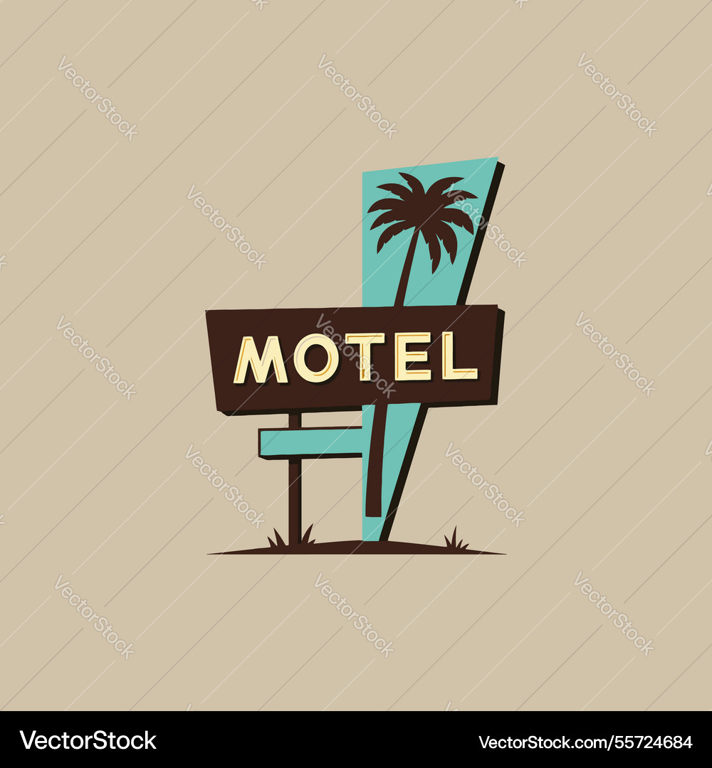 Retro motel sign graphic with palm tree Royalty Free Vector