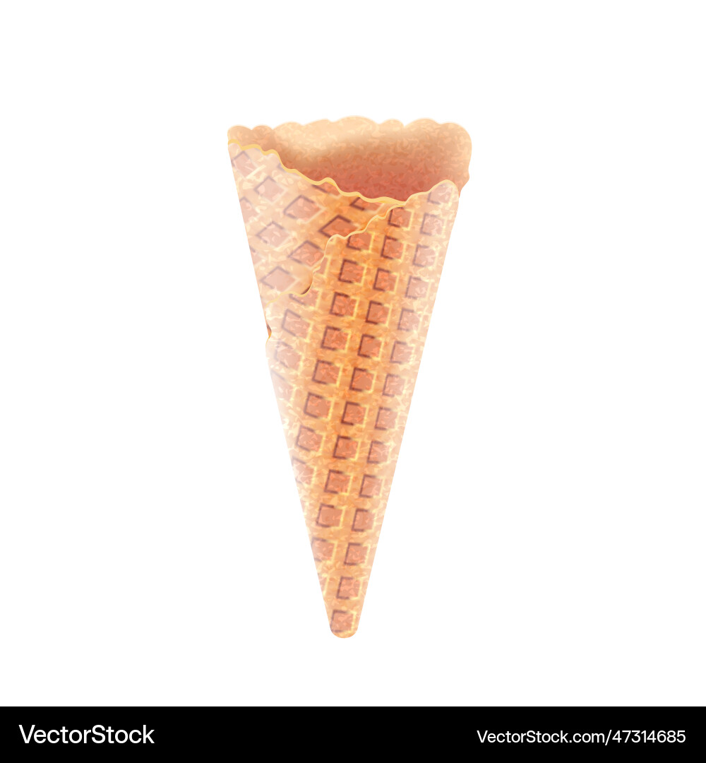 3d empty waffle cone cup for ice cream Royalty Free Vector