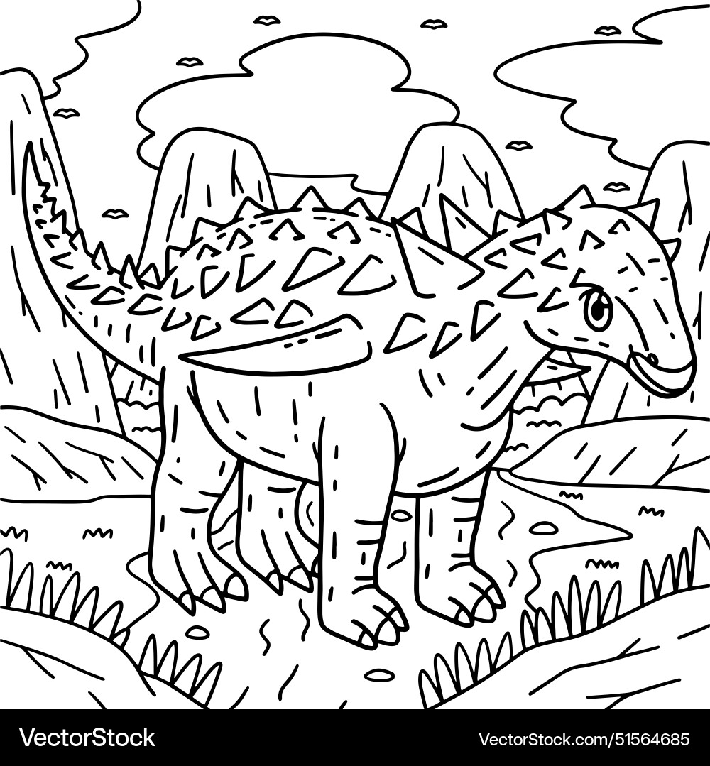 Borealopelta dinosaur coloring page for kids Vector Image